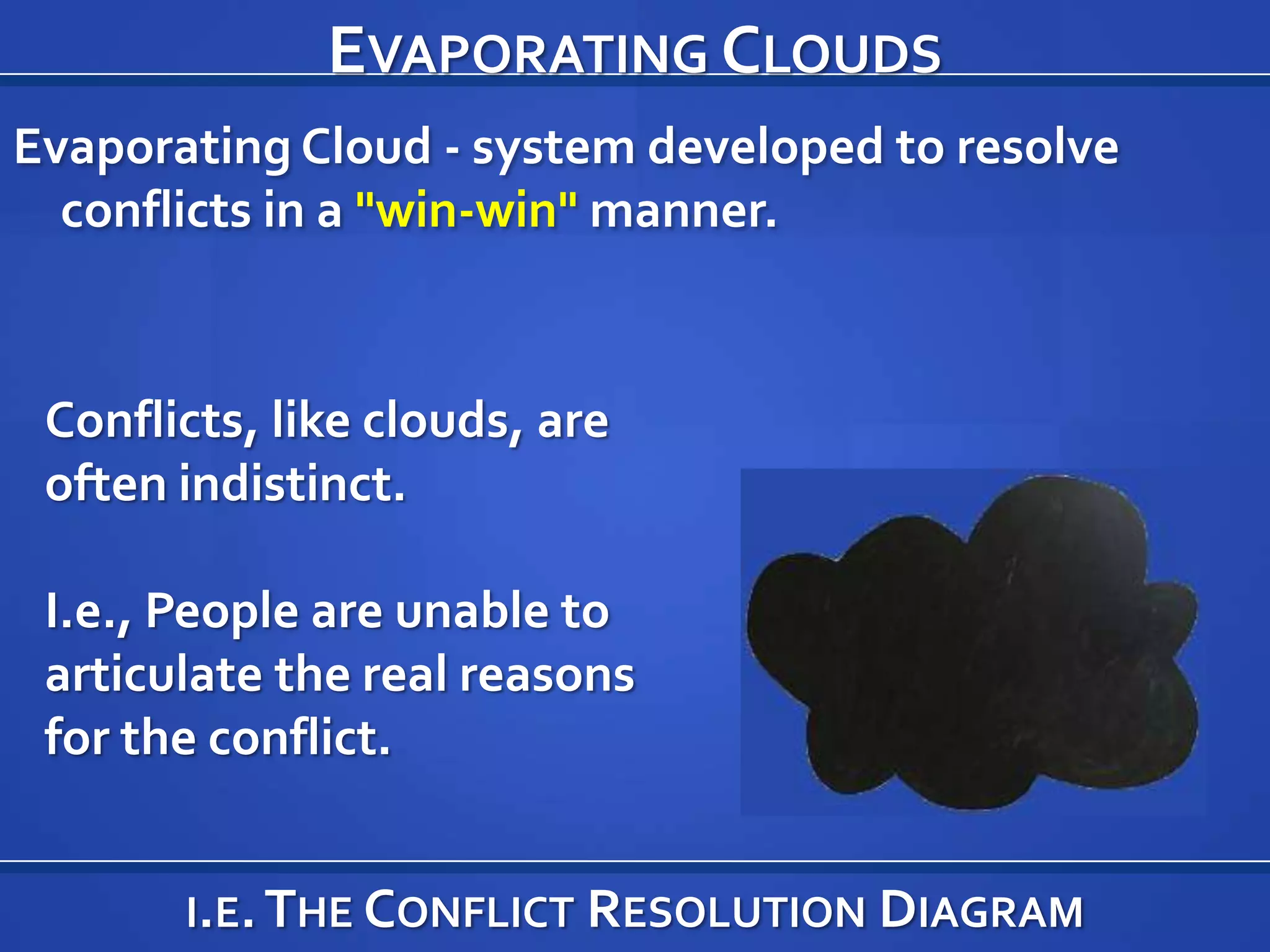 Evaporating Clouds i.e. The Conflict Resolution Diagram | PPT
