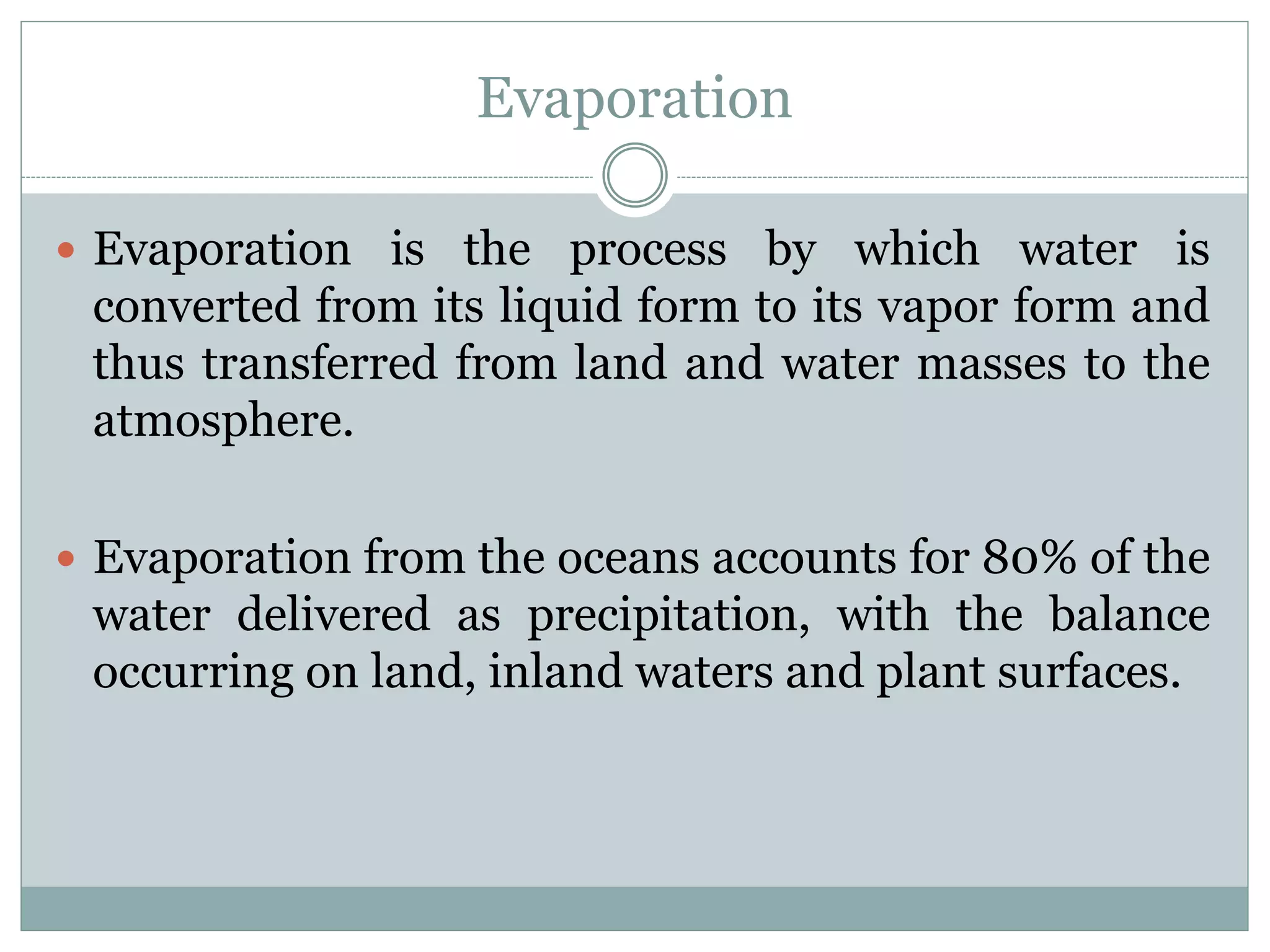 Evaporation and transpiration for hydrology subject | PPTX