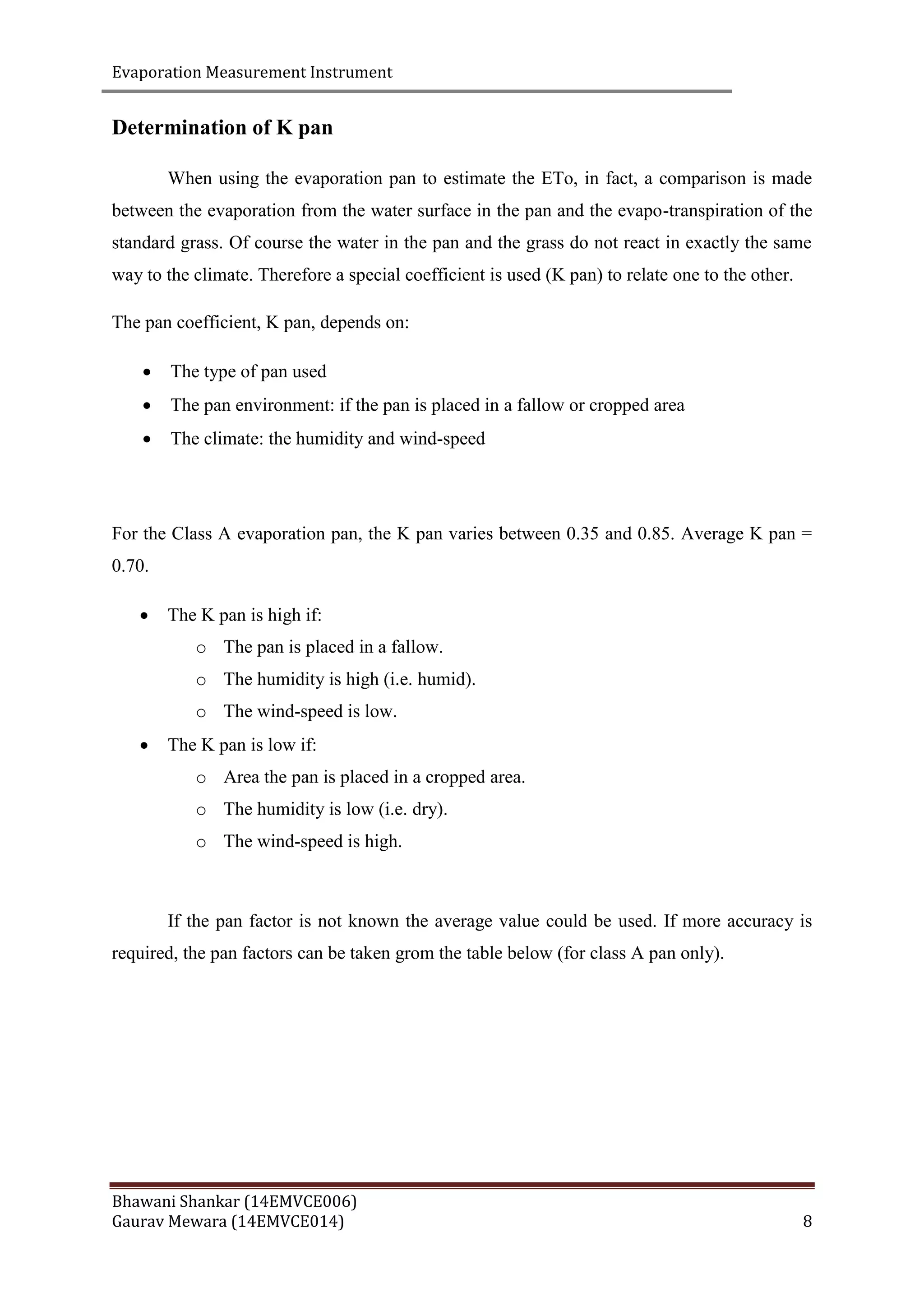 Evaporation pan meter | PDF