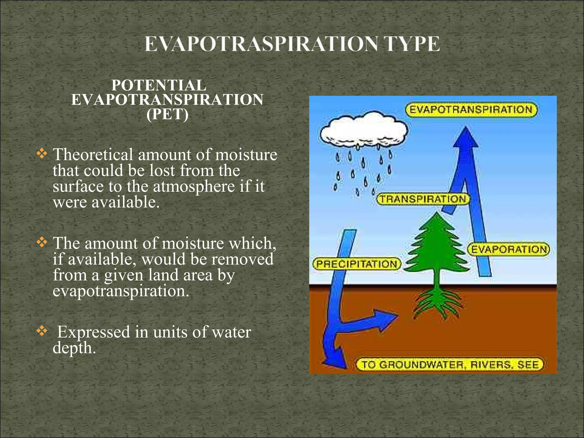 Evaporation, transpiration and evapotranspiration | PPT