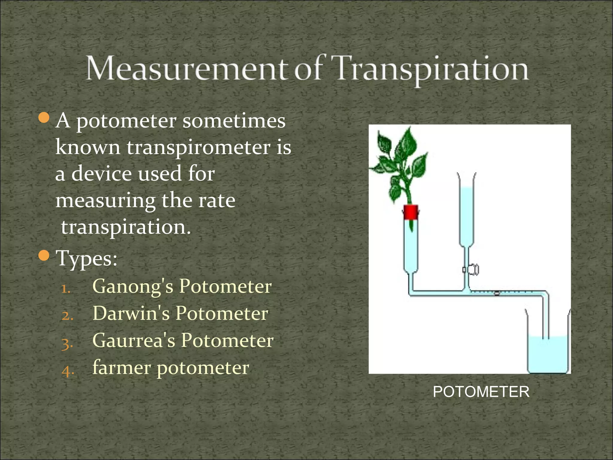 Evaporation, transpiration and evapotranspiration | PPT