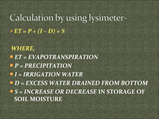 Evaporation, transpiration and evapotranspiration | PPT