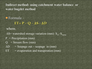 Evaporation, transpiration and evapotranspiration | PPT