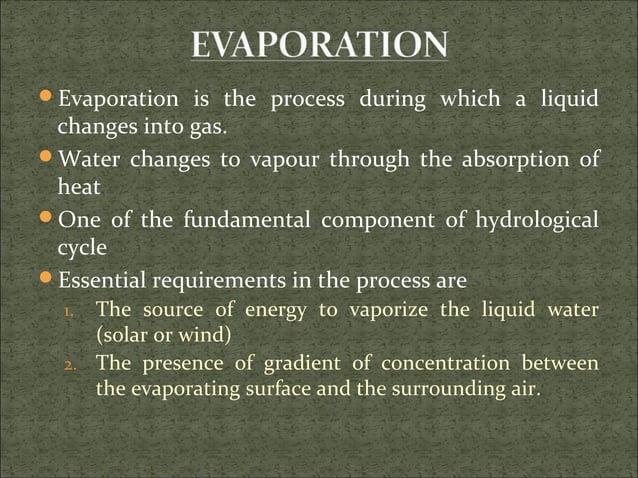 Evaporation, transpiration and evapotranspiration | PPT
