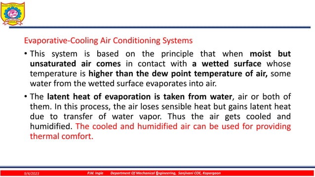 Evaporative cooling Air conditioning system.ppt