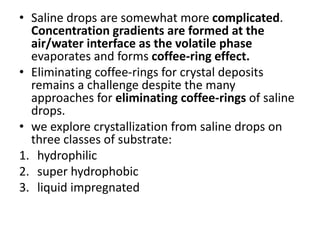 Evaporation crystallization in drops on super hydrophobic and liquid ...