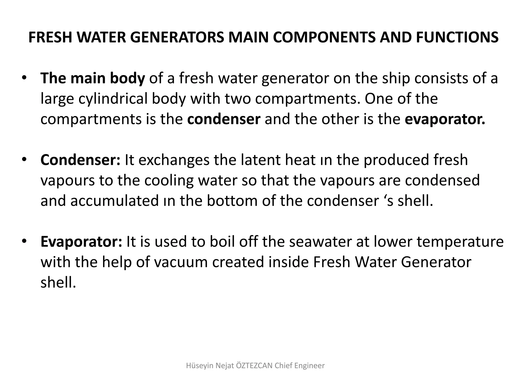 Marine Fresh Water Generators | PPTX