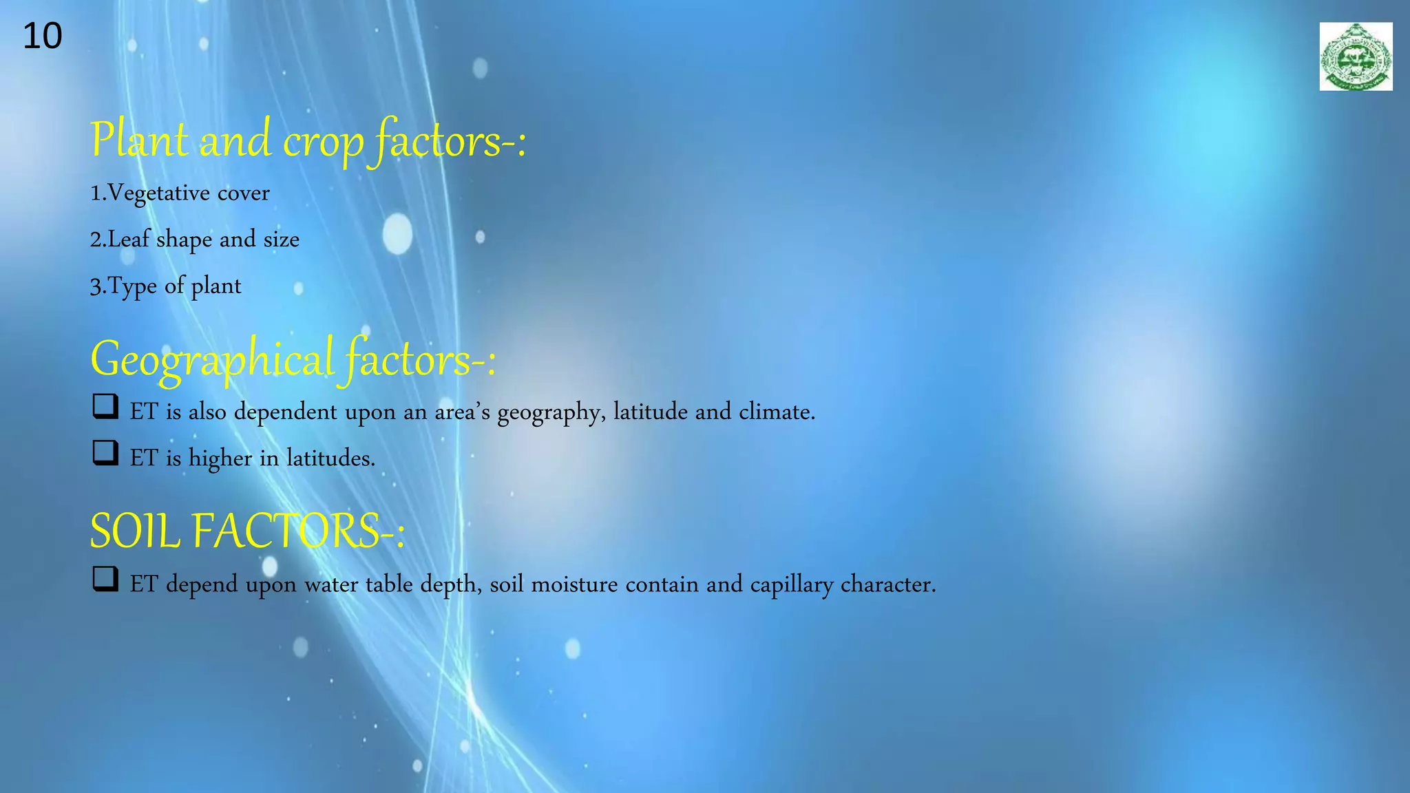 Evapotranspiration & consumptive use | PPTX