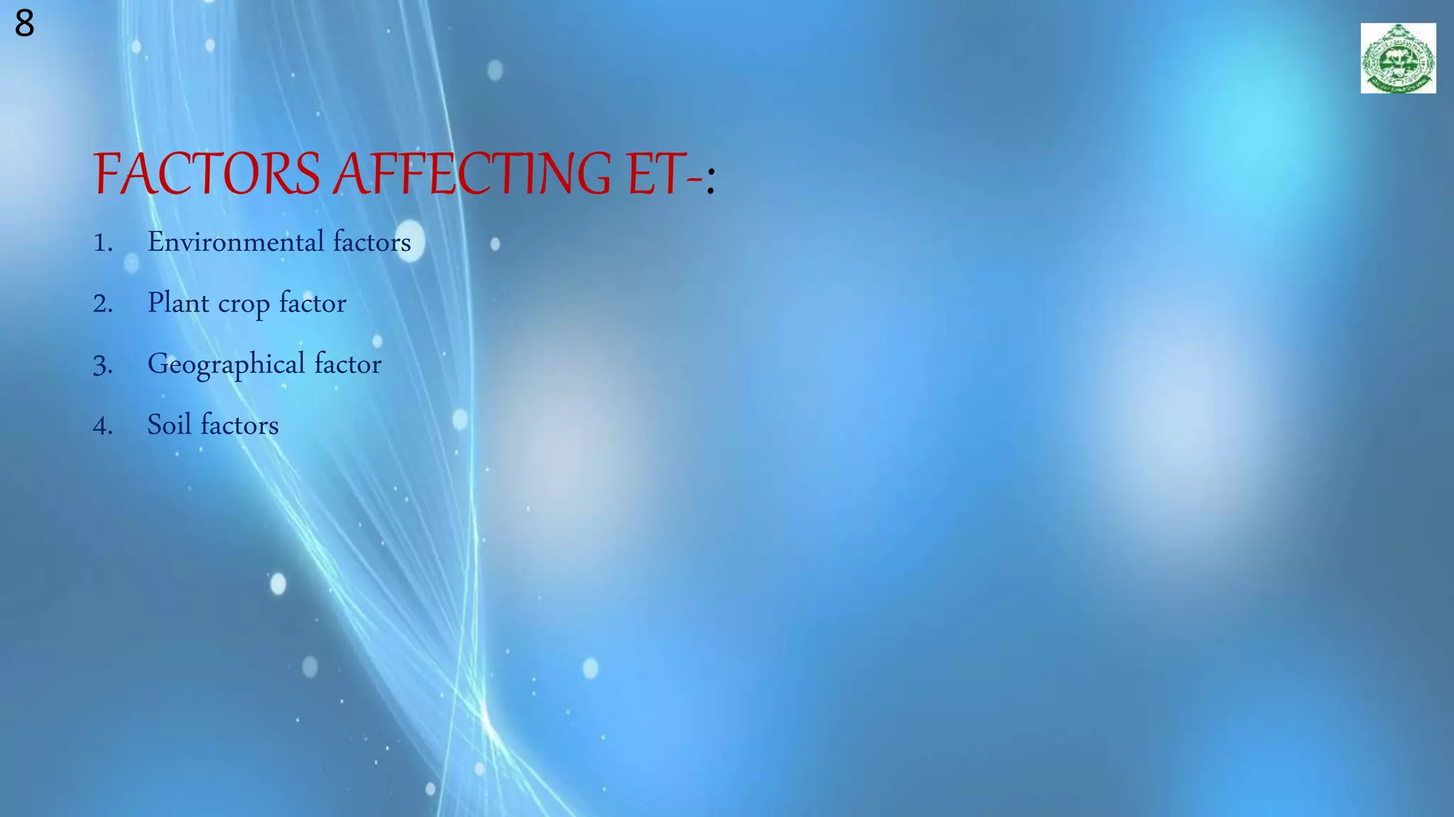 Evapotranspiration & consumptive use | PPTX