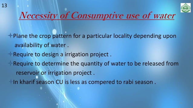 Evapotranspiration & consumptive use | PPTX