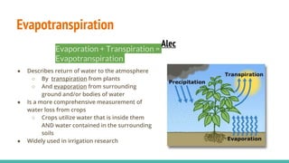 Evapotranspiration of Lake Murray Using Pan Data | PPT