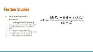 Evapotranspiration of Lake Murray Using Pan Data | PPT