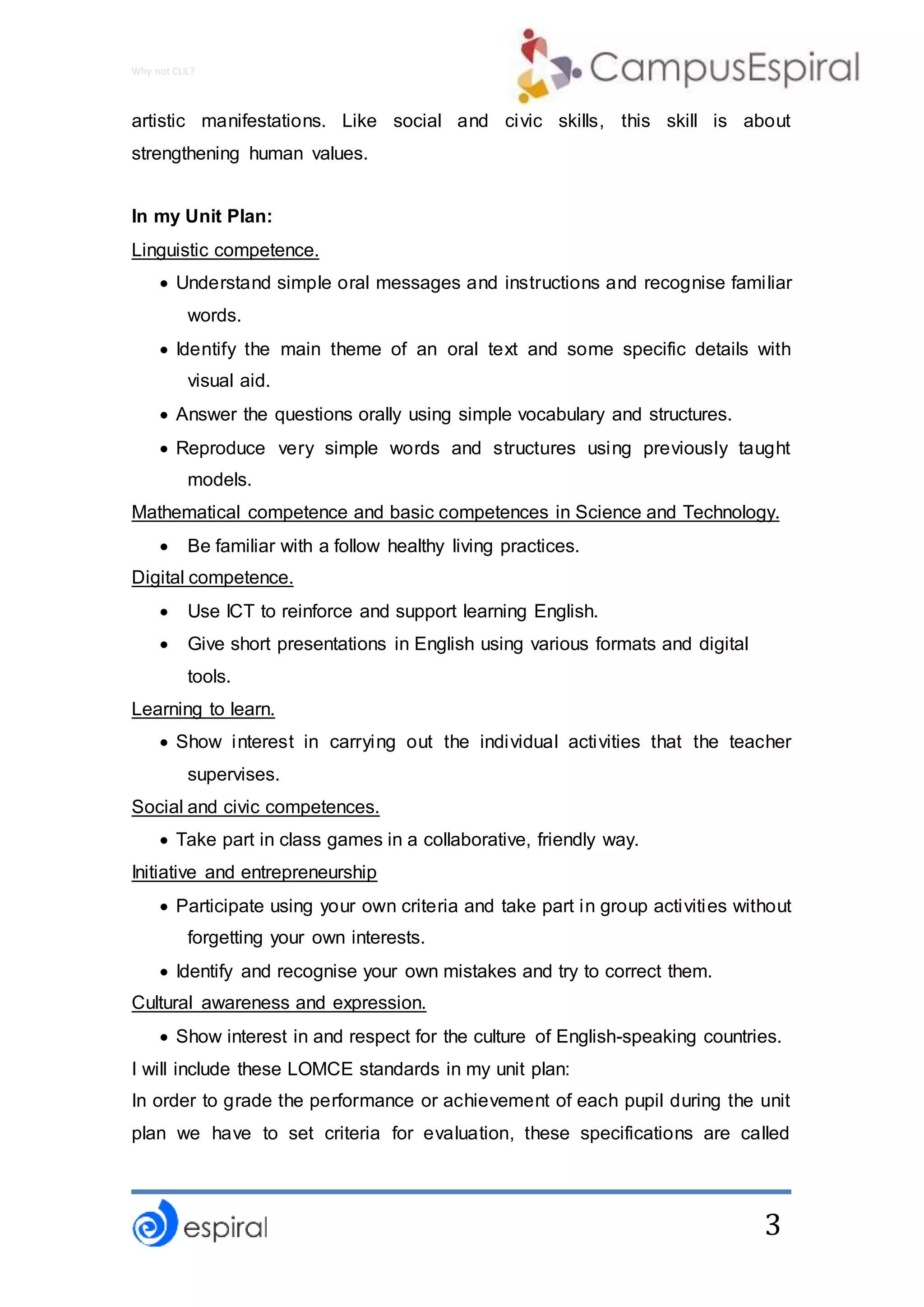 Eva rc module 1_activity_clil unit plan template | DOCX | Nutrition | Healthy Living