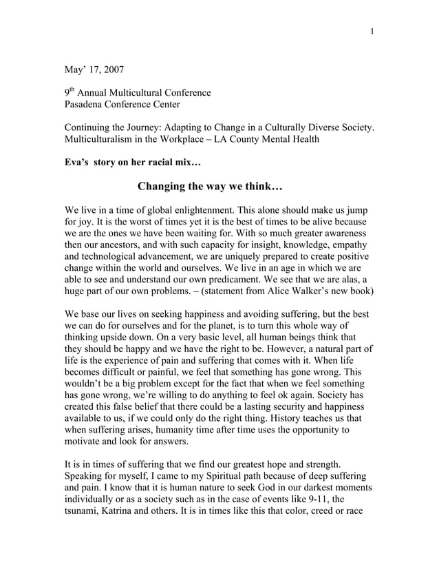 Evasmulticulturalspeech0507 | PDF