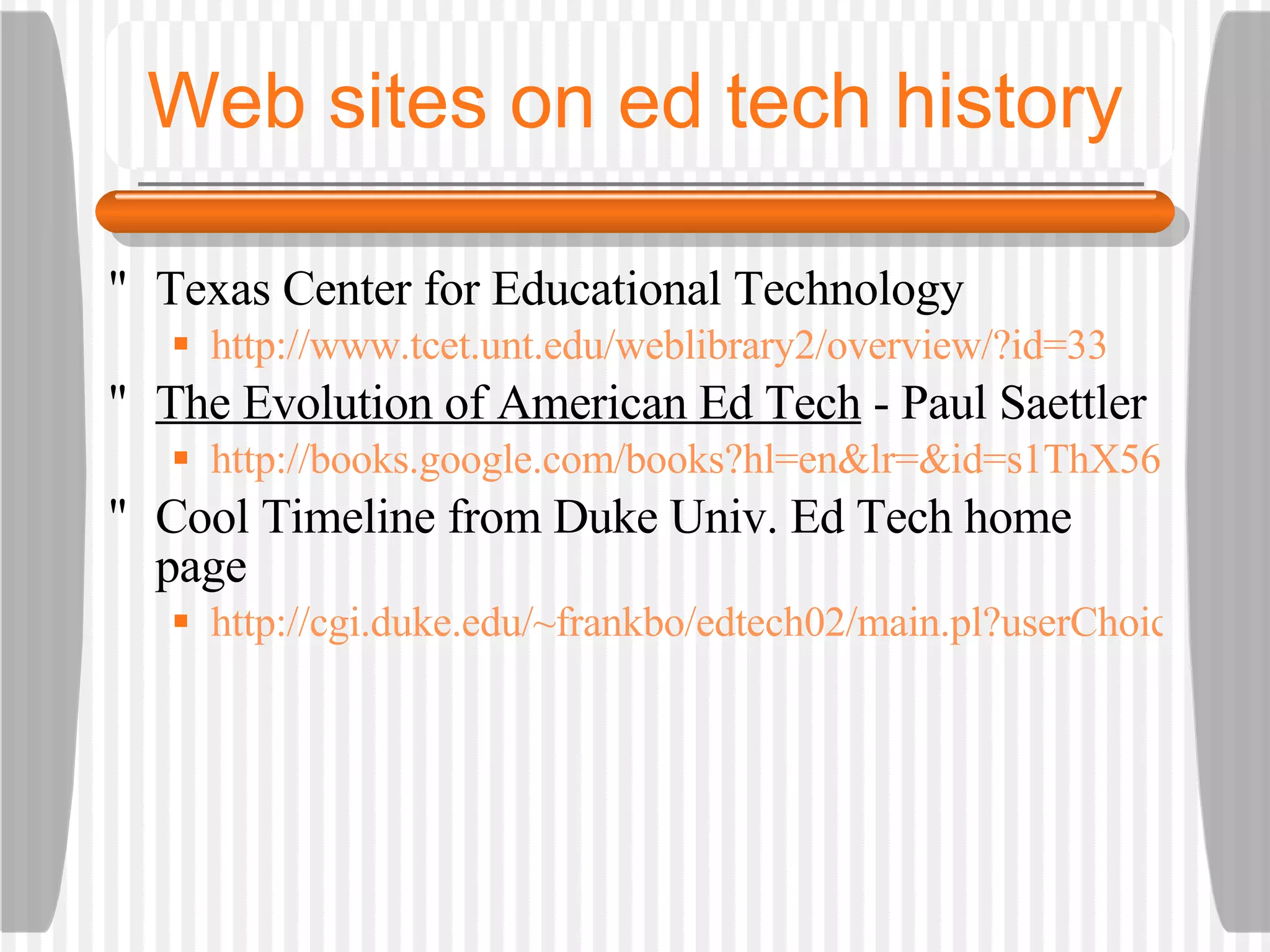 Eva\'s Timeline of Ed Tech | PPT