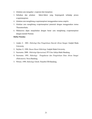 Materi Evapotranspirasi Mata Kuliah Hidrlogi | DOC