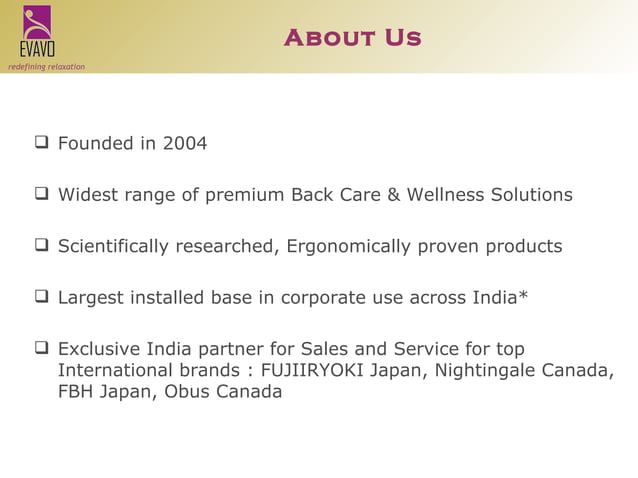 Evavo Wellness - Company profile | PPS