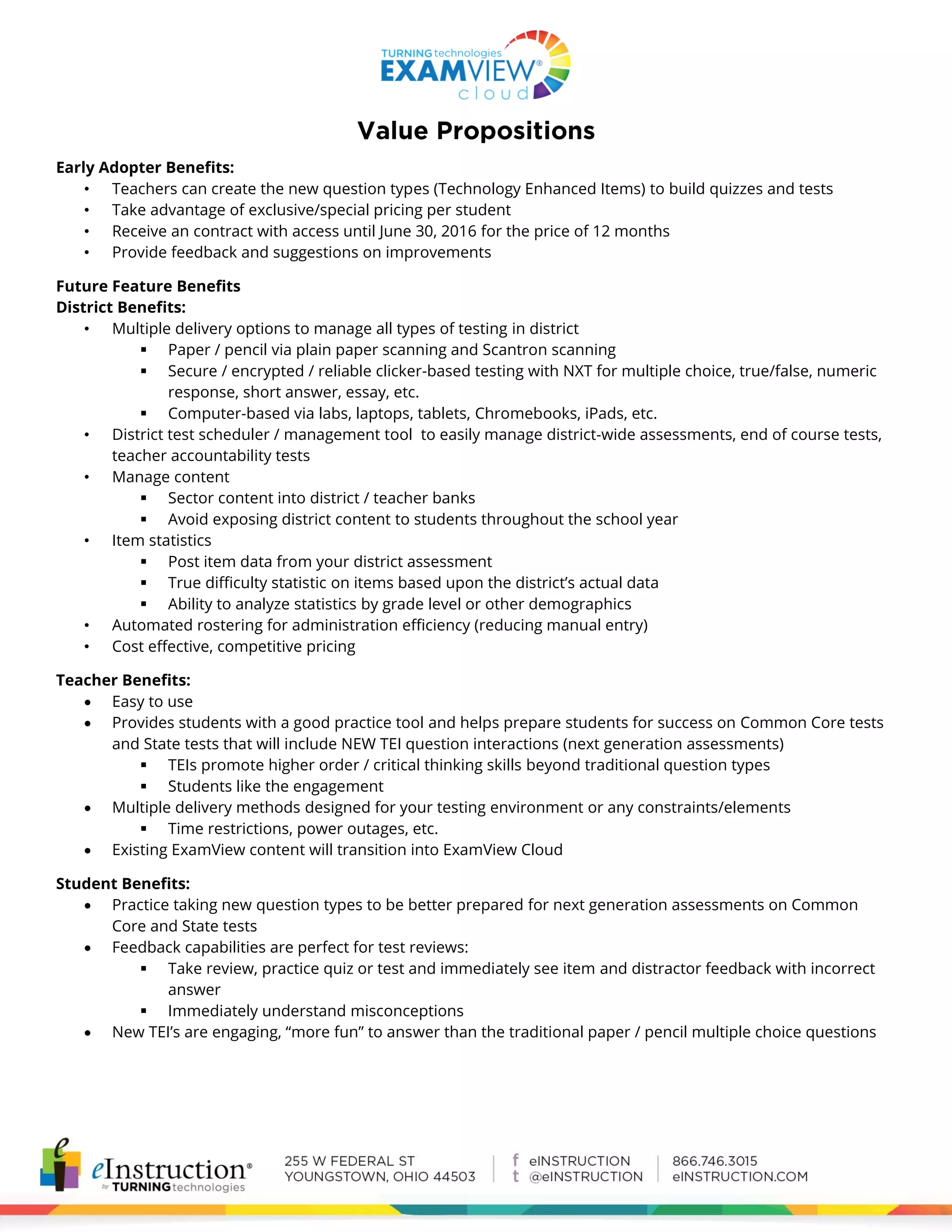 Examview Features and benefits | PDF