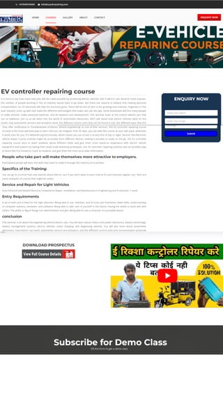 Ev Controller Repairing Course | Ev Controller Repairing Institute Delhi,India | PDF