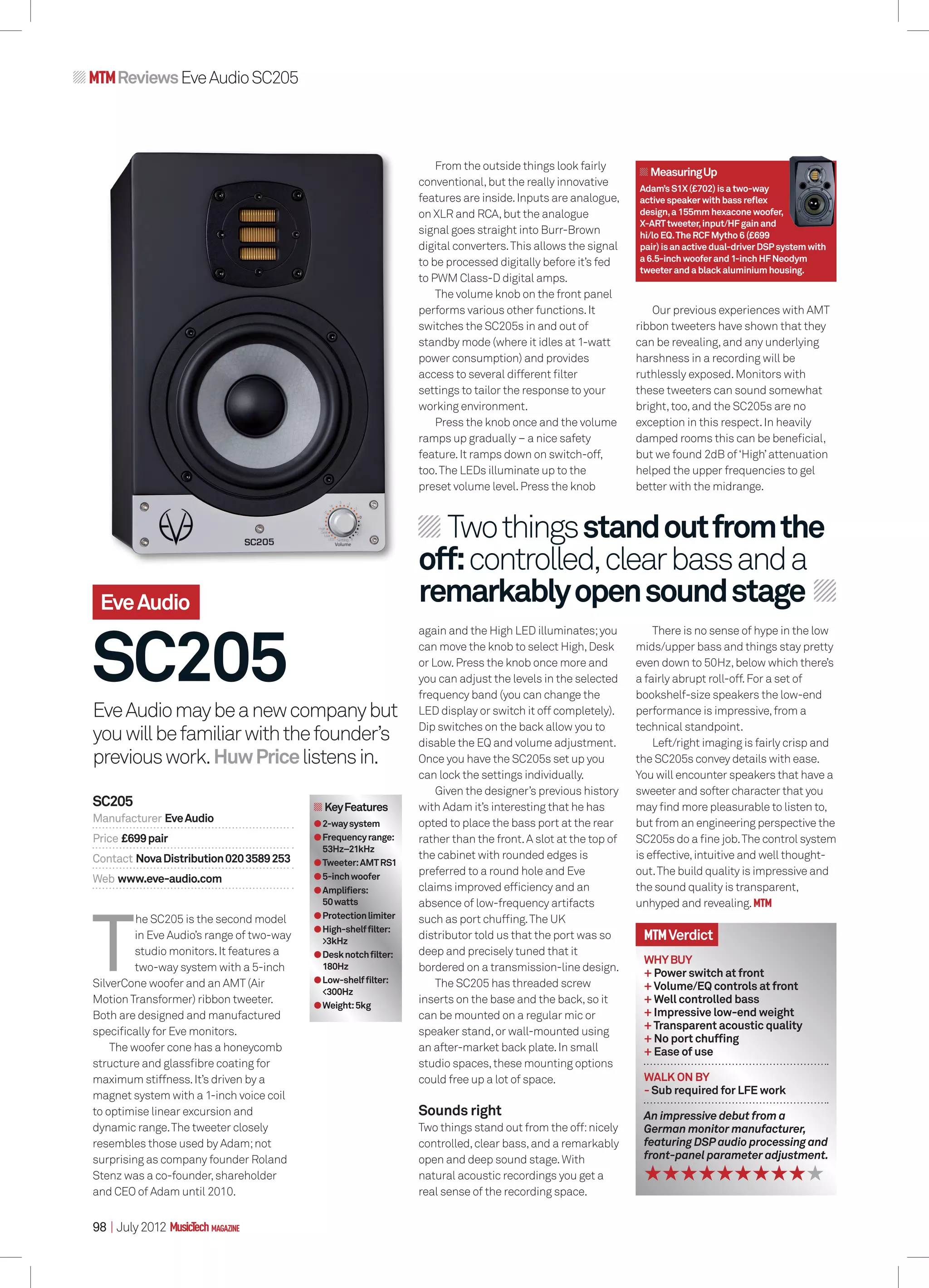 Eve Audio MusicTech SC205 Review | PDF