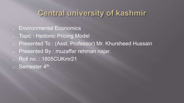 Hedonic pricing method | PPTX