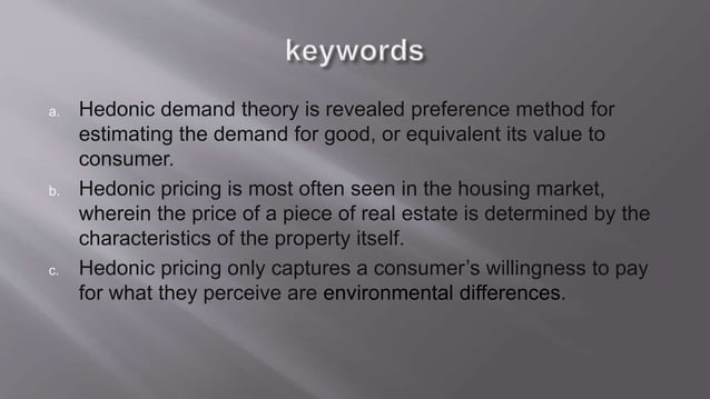 Hedonic pricing method | PPTX
