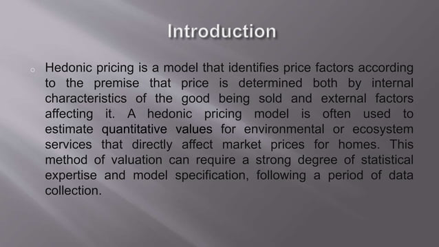 Hedonic pricing method | PPTX