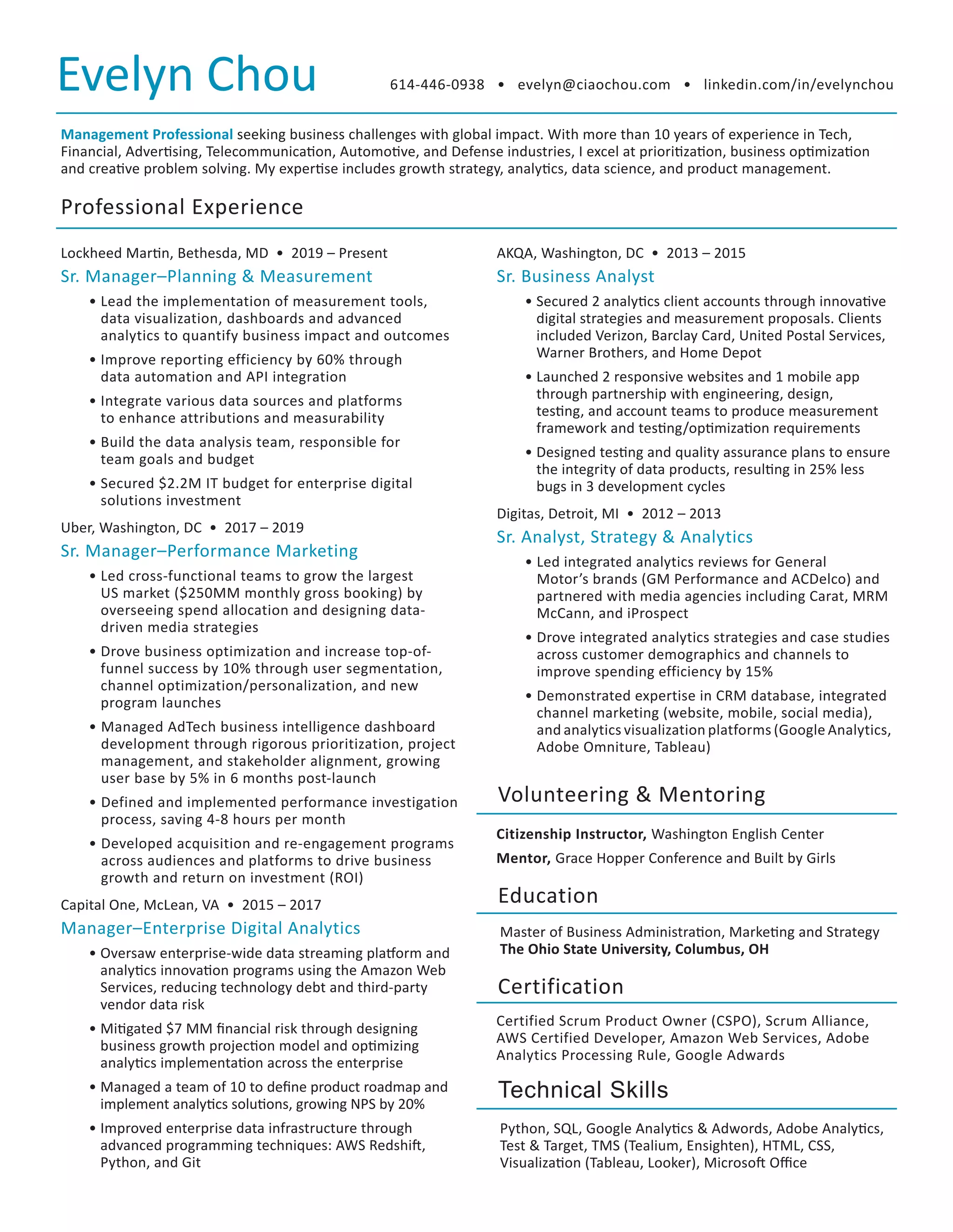 Evelyn Chou | Resume | 2020 | PDF