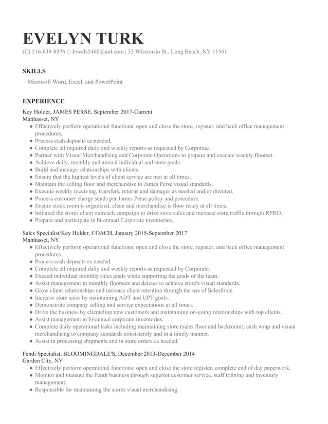 Evelyn Turk's resume | PDF
