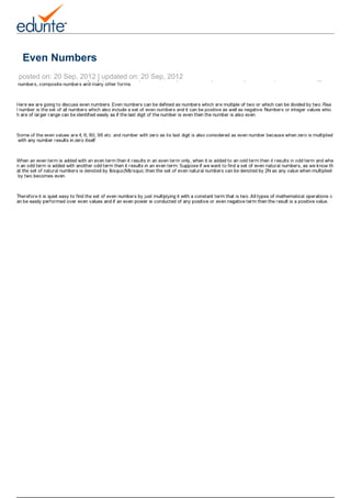 Even Numbers | PDF