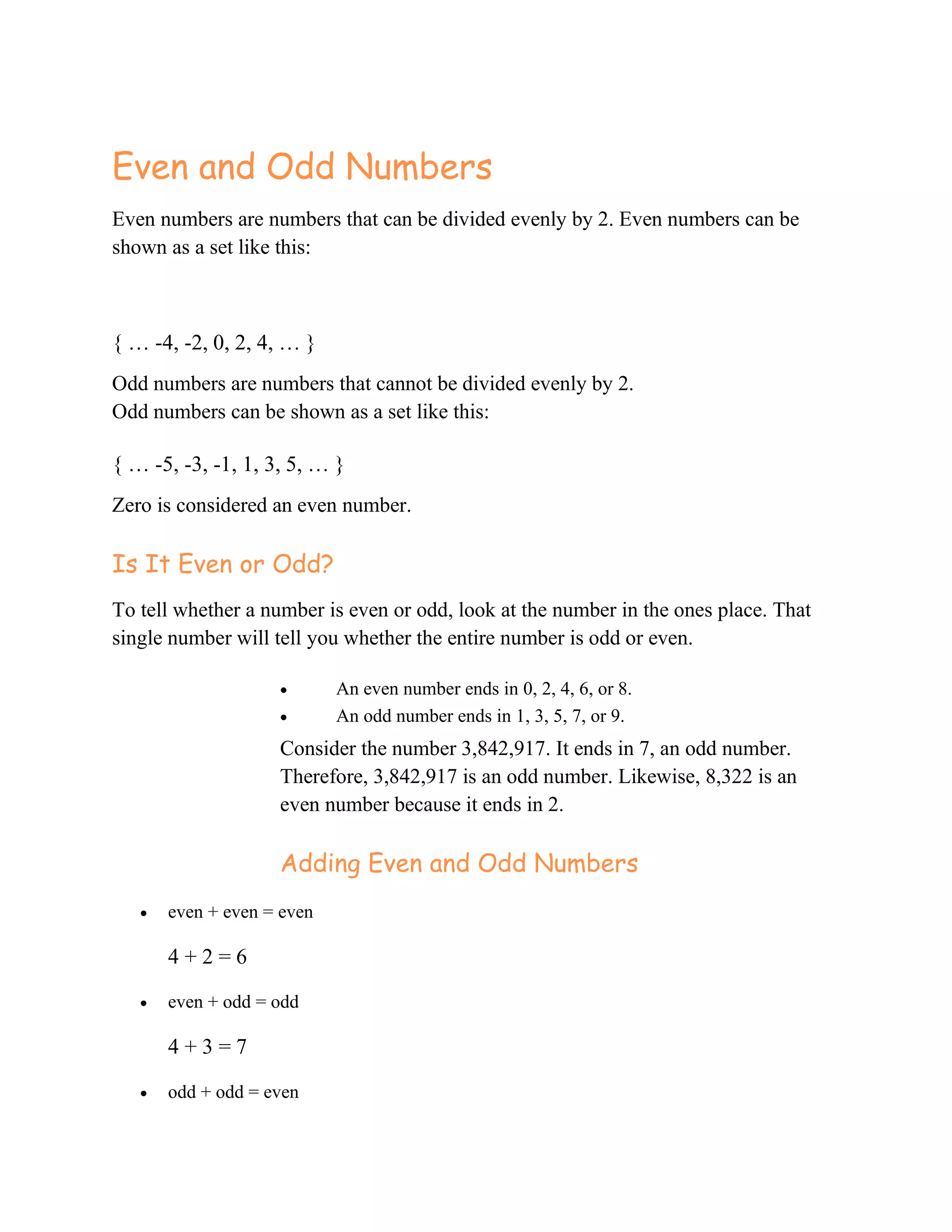 Even and odd numbers | PDF