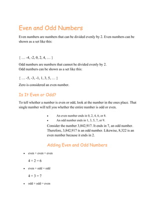 Even and odd numbers | PDF