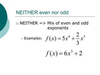 Even and off functions basic presentation with questions 2 | PPT