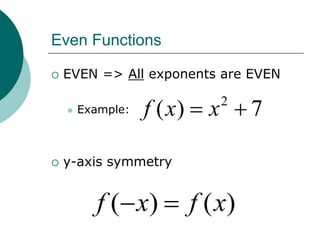 Even and off functions basic presentation with questions 2 | PPT