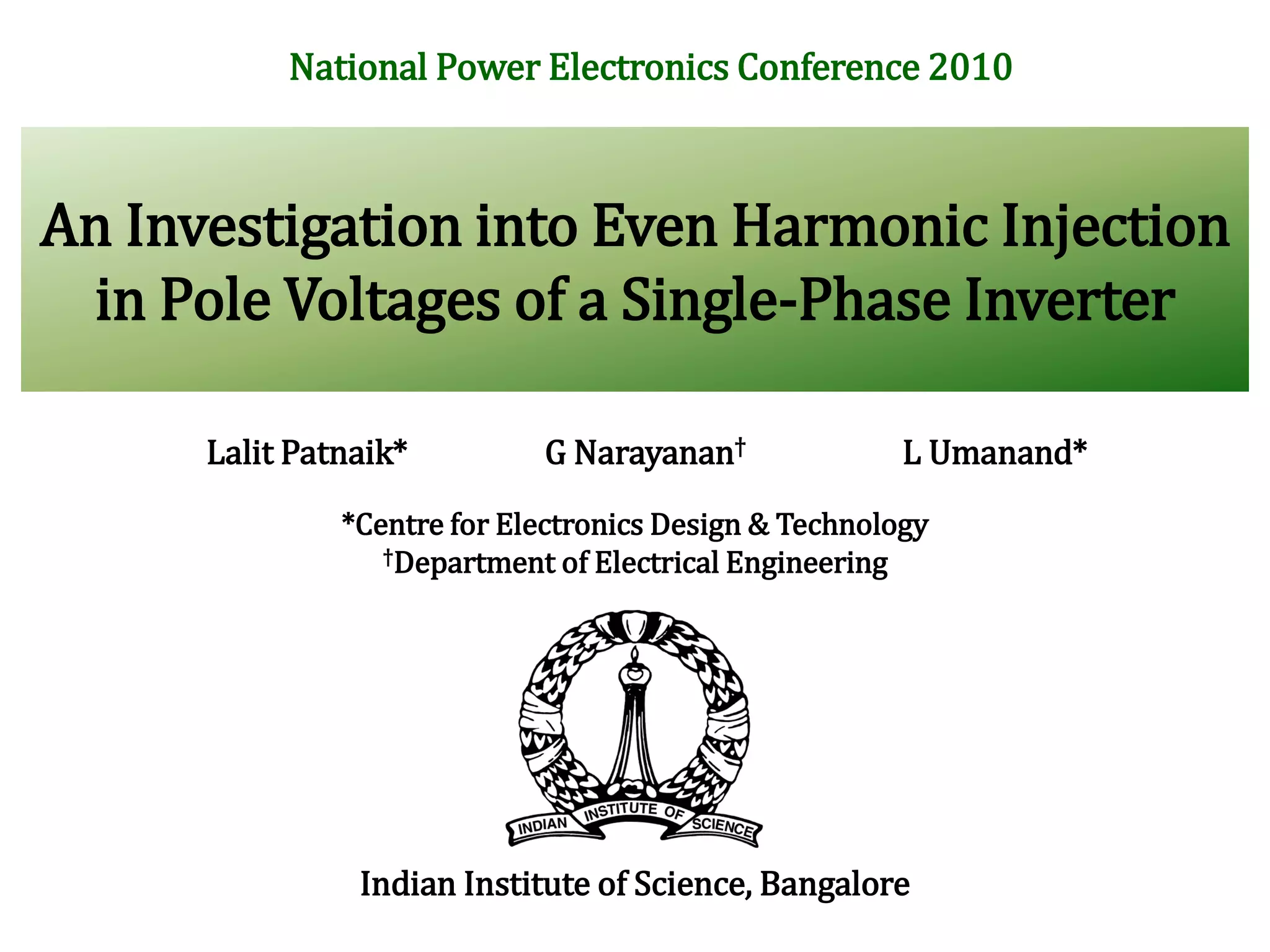 Even Harmonic Injection | PPT