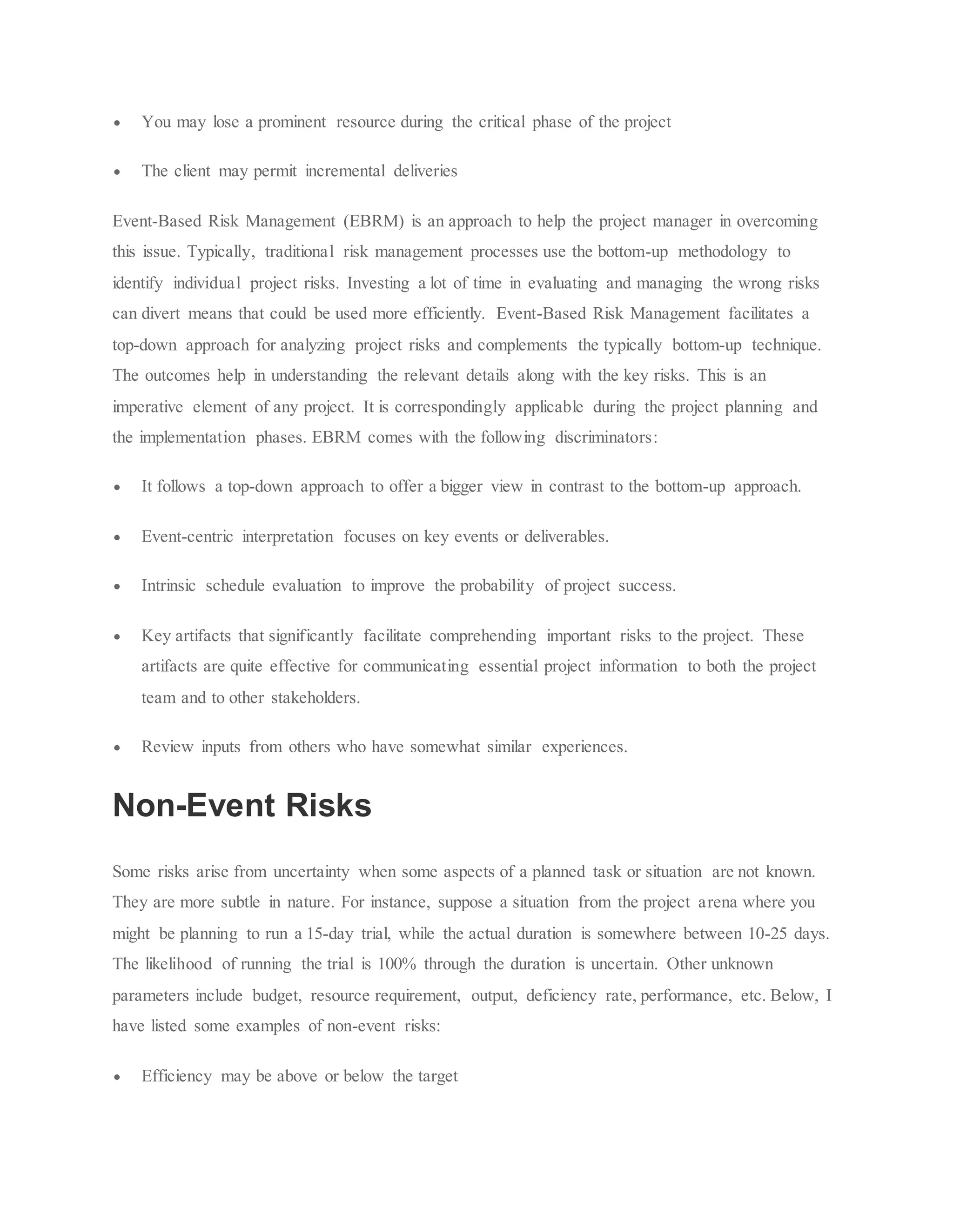 Event and Non-Event Risk - PMP/CAPM from PMI | DOCX