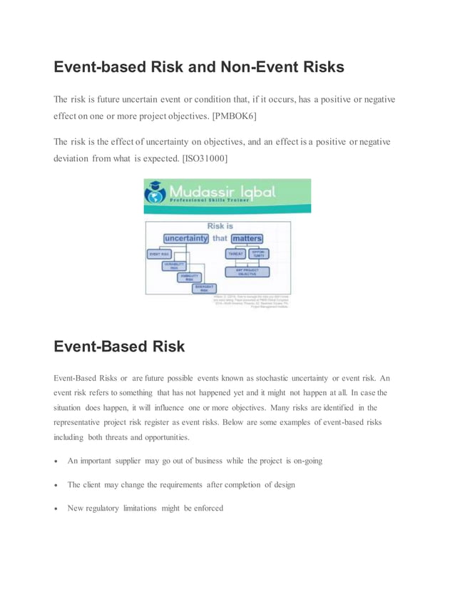 Event and Non-Event Risk - PMP/CAPM from PMI | PDF