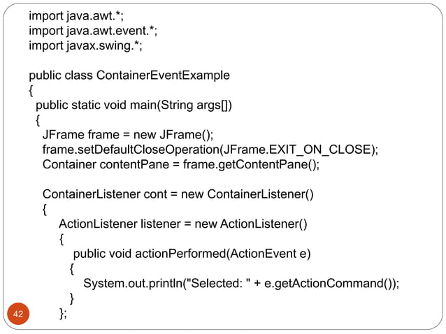 Advance Java Programming(CM5I) Event handling | PPTX | Programming Languages | Computing