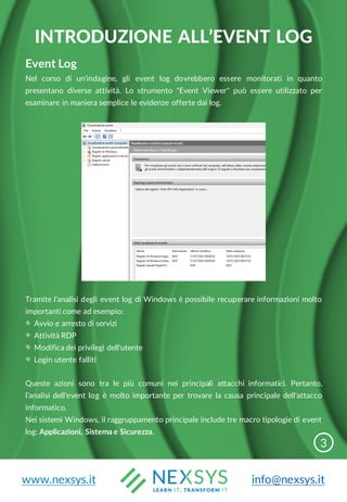 Introduzione all'Event Log Analysis per Blue Team | Nexsys | PDF | Free ...