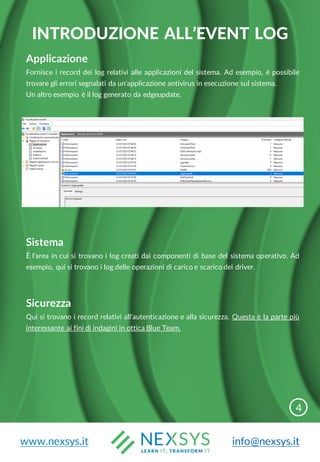 Introduzione all'Event Log Analysis per Blue Team | Nexsys | PDF | Free Download