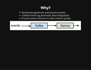 Event Stream Processing with Kafka and Samza | PPT