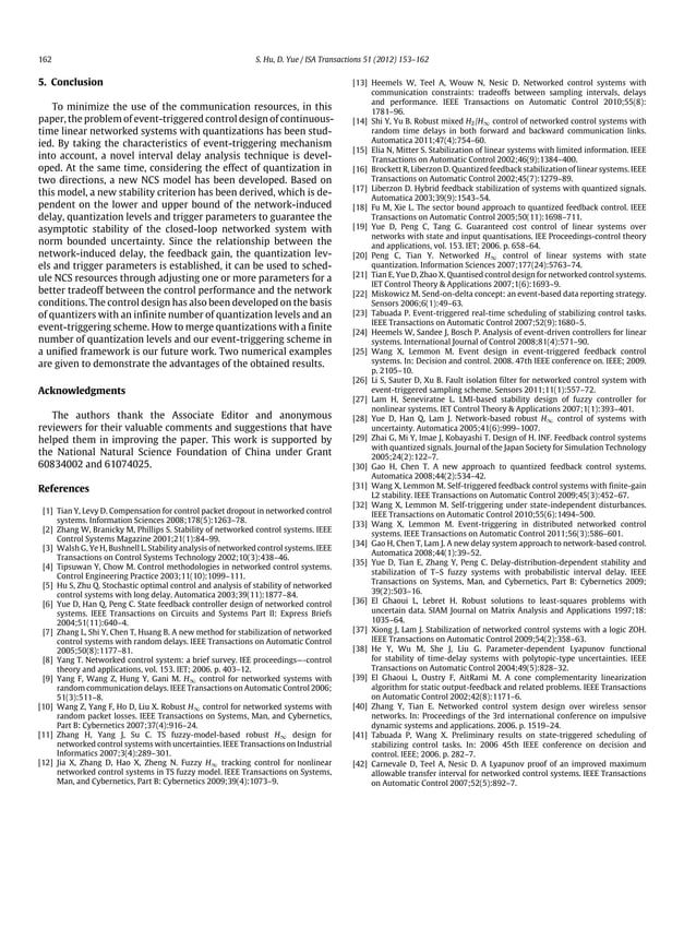 Event triggered control design of linear networked systems with quantizations | PDF