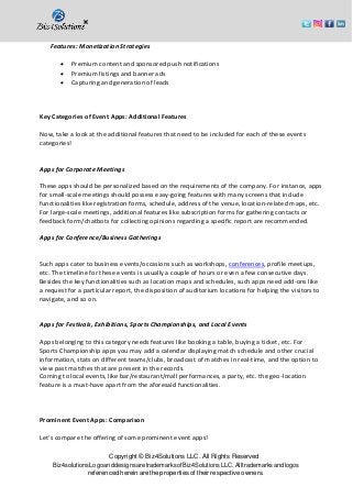 Various Business Model of mobile event app and their distinct offerings