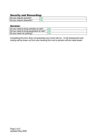 Event booking form | DOC