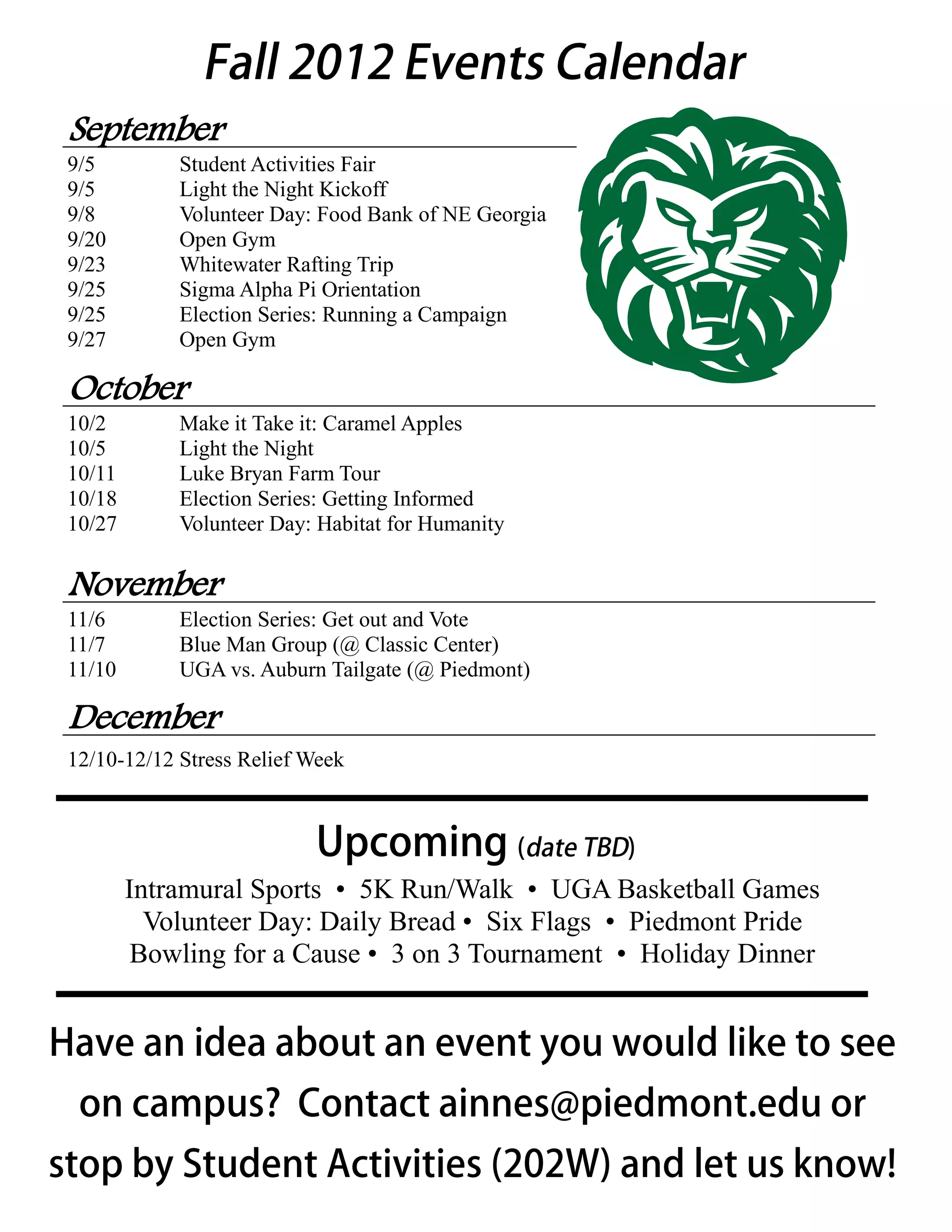 Events Calendar | PDF