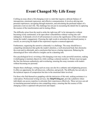 Event Changed My Life Essay.pdf | Hobbies & Interests