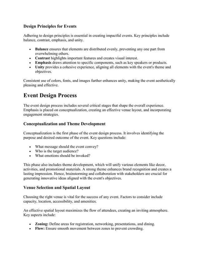 Event Design: Creating Memorable Experiences for Every Occasion | PDF