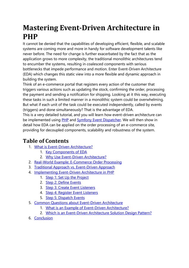 Explore Event Driven Archtecture using PHP | PDF