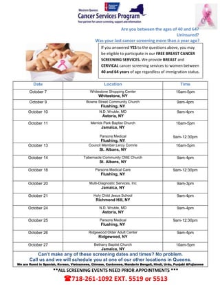 National Breast Cancer Awarness Month - FREE screening | DOCX