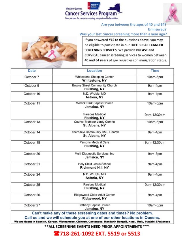 National Breast Cancer Awareness Month - Free Cancer Screening | DOCX